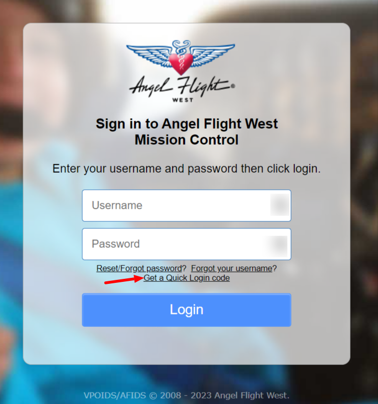 Using the Quick Login Feature – Angel Flight West