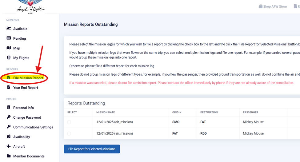 How do I file one mission report for multiple legs? – Angel Flight West